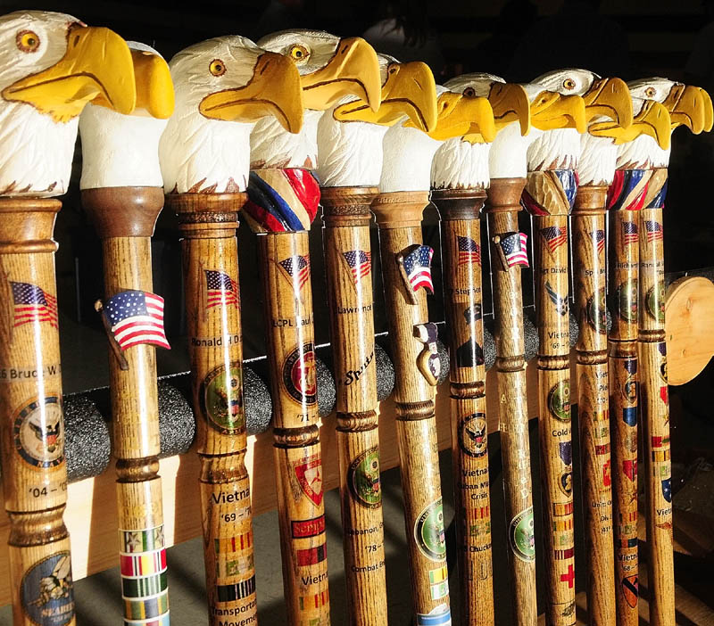 Craftsmen, Ann LePage honor veterans with personalized canes