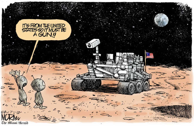 Today’s Editorial Cartoon: Mars landing armed and dangerous?