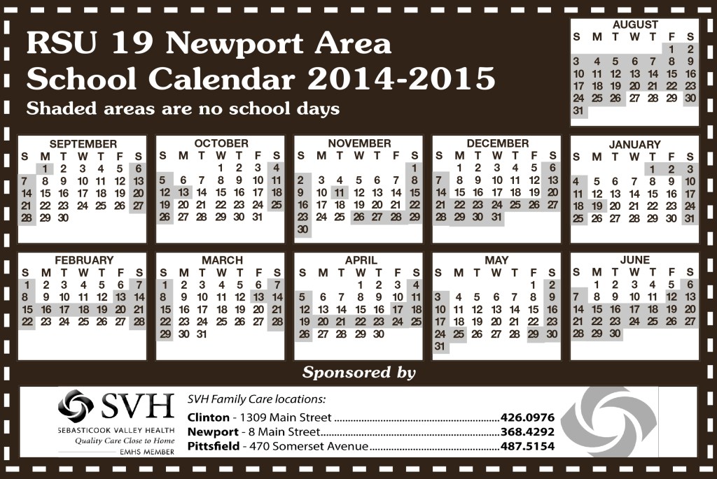 RSU 19 bus routes & calendar