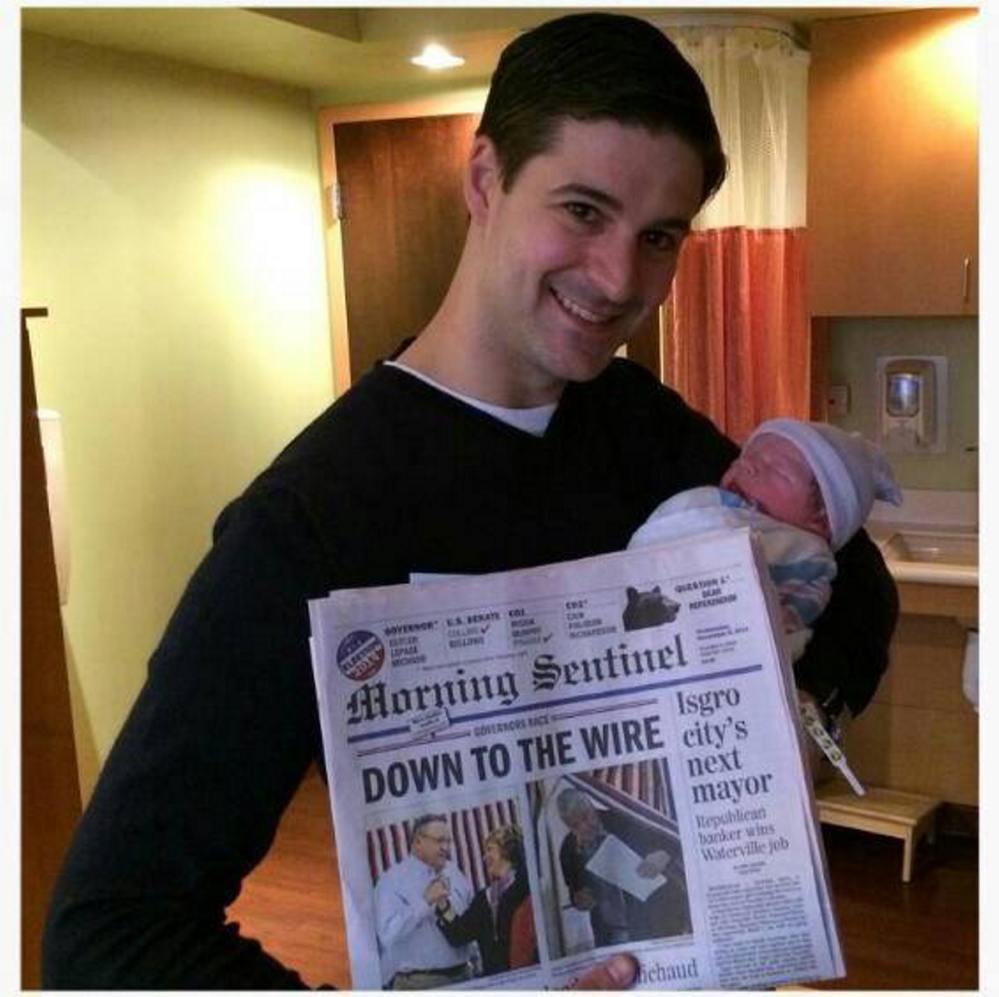 Waterville’s new mayor Isgro gets new son, a new office