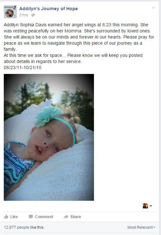 Addilyn Davis dies after touching hearts, raising awareness of Krabbe ...