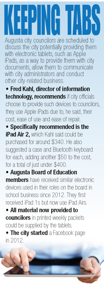 Augusta city councilors may trade reams of paperwork for electronic tablets