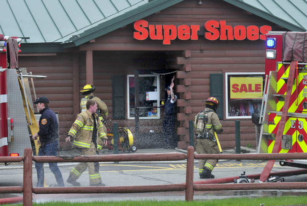 Fire destroys merchandise at Waterville shoe store