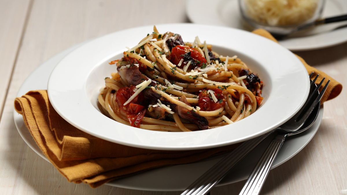 Slow-roasted vegetables make sumptuous sauce for pasta