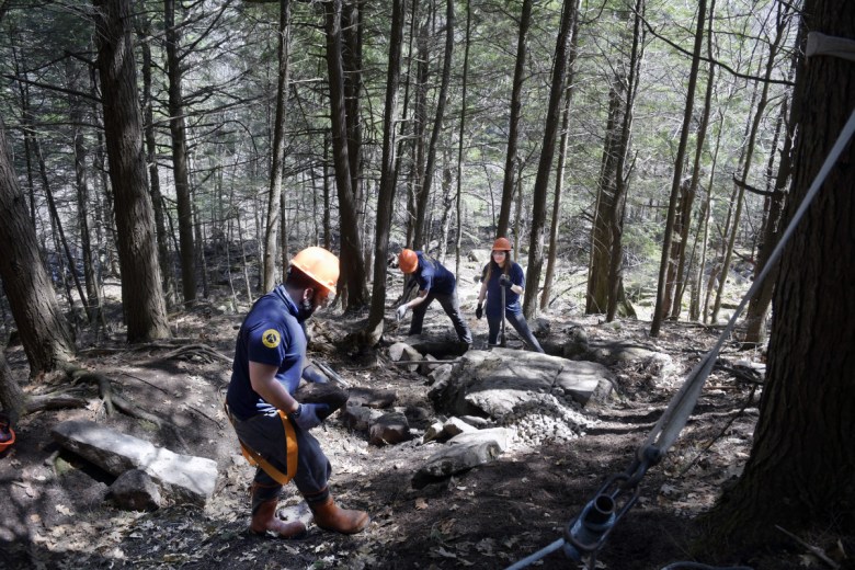 Conservation Corps members build trails, rock stairs at Augusta nature ...