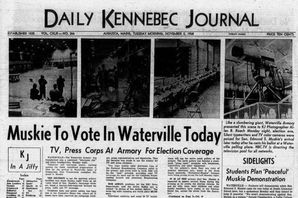 Nov. 5, 1968: Vice presidential candidate Edmund Muskie in Waterville ...