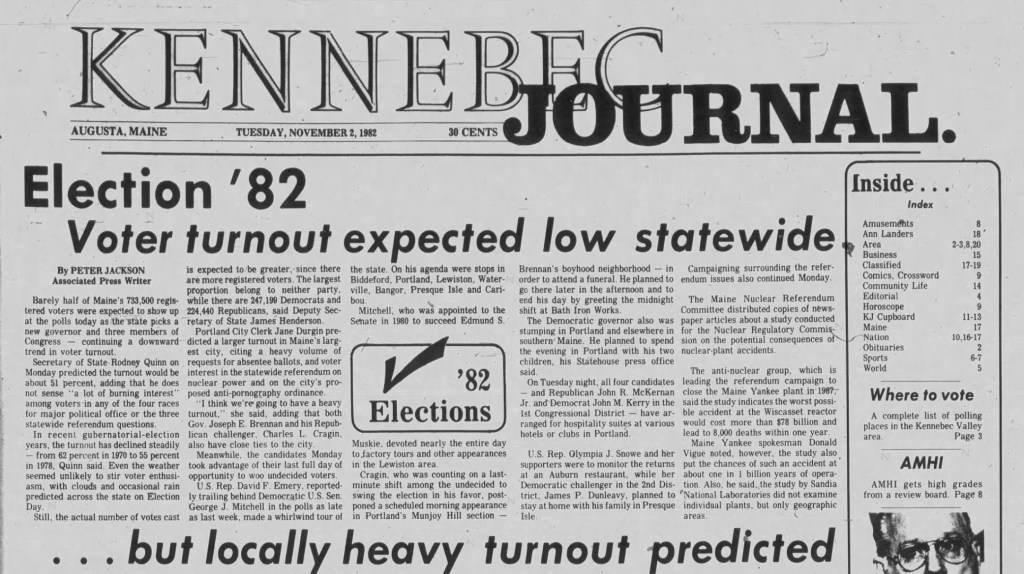 Nov. 2, 1982: It’s Election Day and voter turnout expected to be low ...