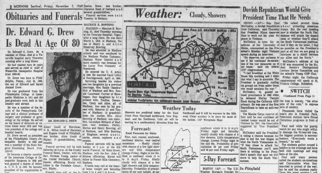 Nov. 7, 1969: Chief of staff at Waterville Osteopathic Hospital Dr ...