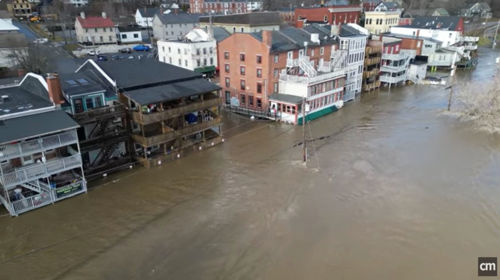 Watch: See an aerial view of the Hallowell riverfront flooding